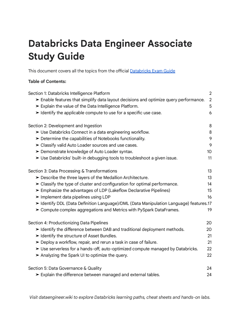 Databricks Data Engineer Associate Study Guide
