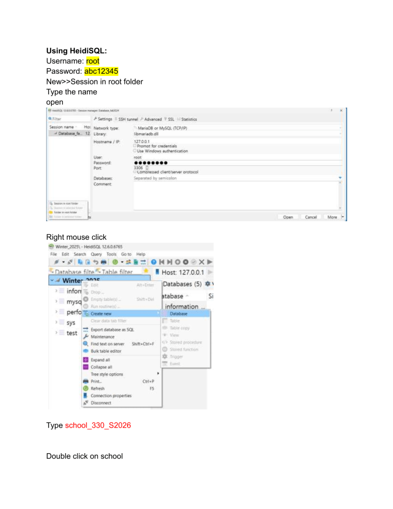 HeidiSQL Tutorial: Create Student Table