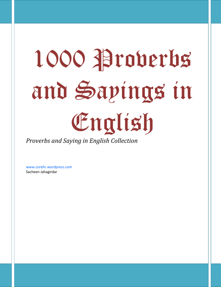 1000 Proverbs and Sayings in English