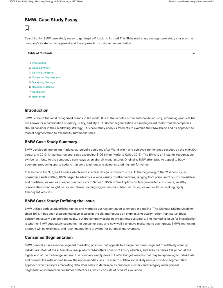 BMW Case Study: Marketing Strategy Analysis