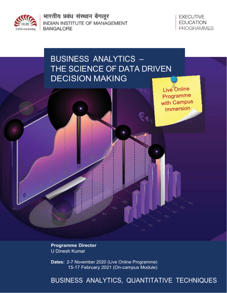 Business Analytics: Data-Driven Decision Making Program