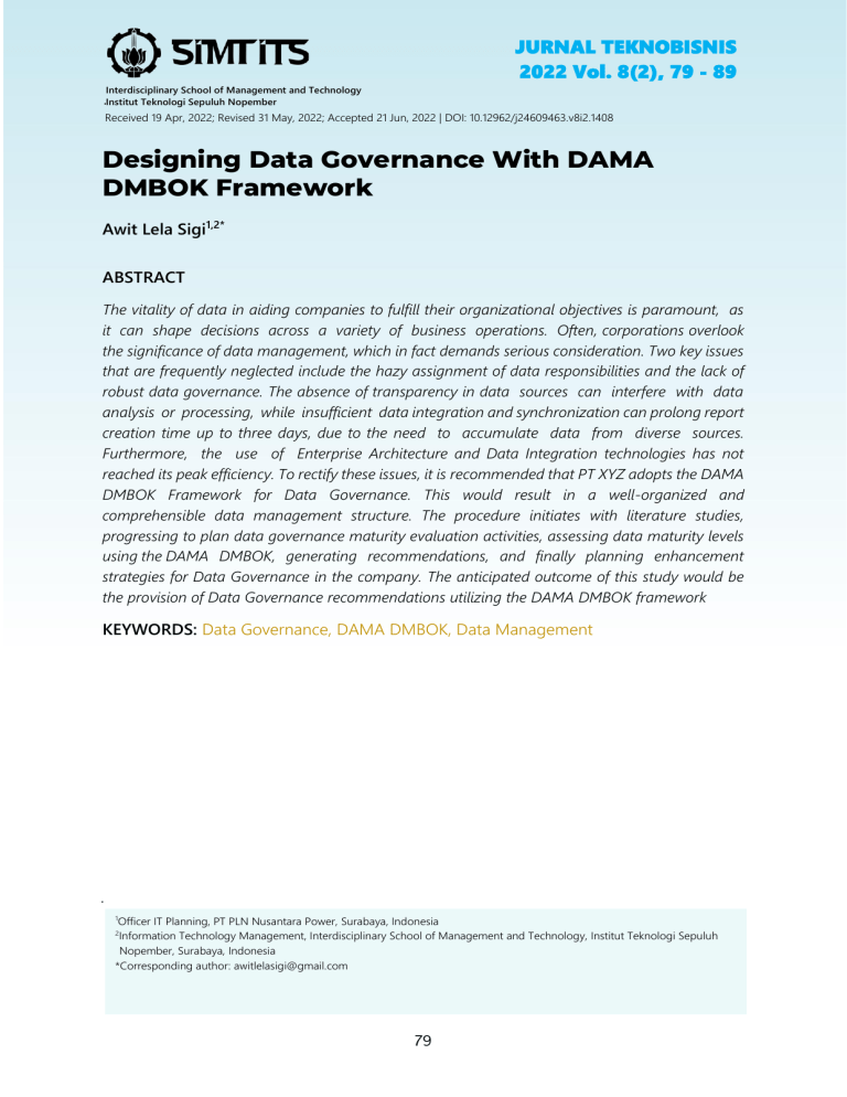 Designing Data Governance with DAMA DMBOK Framework
