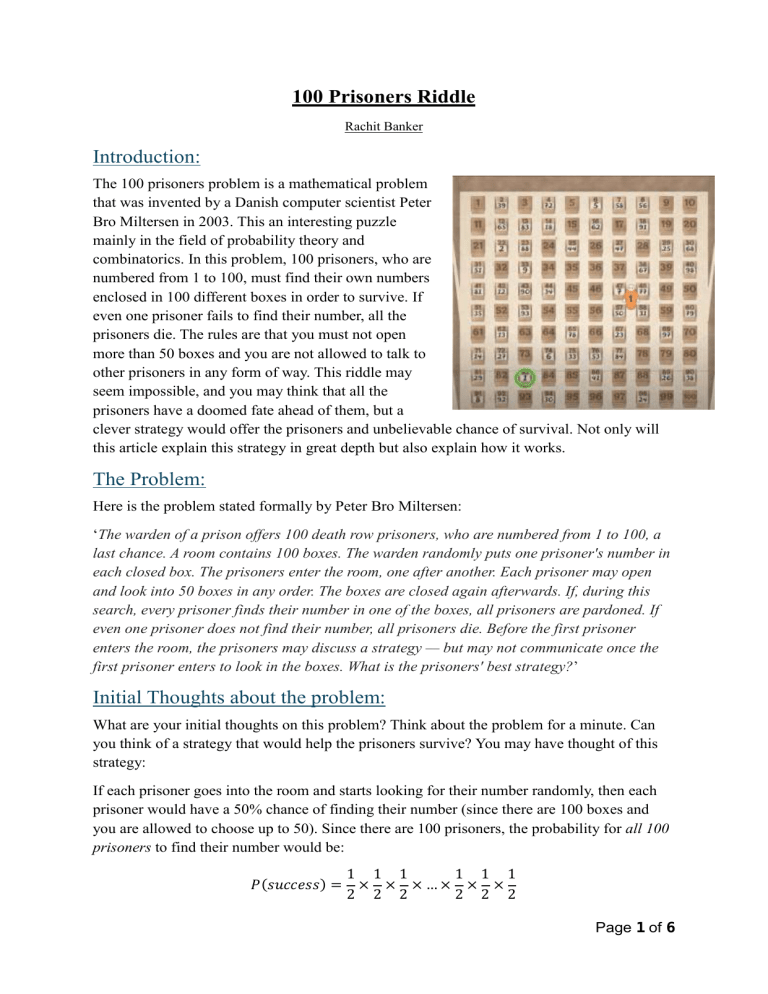100 Prisoners Riddle: Probability Strategy Explained