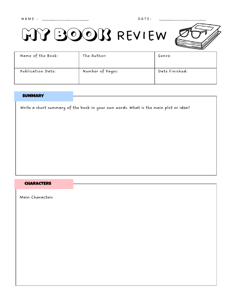 Book Review Worksheet Template
