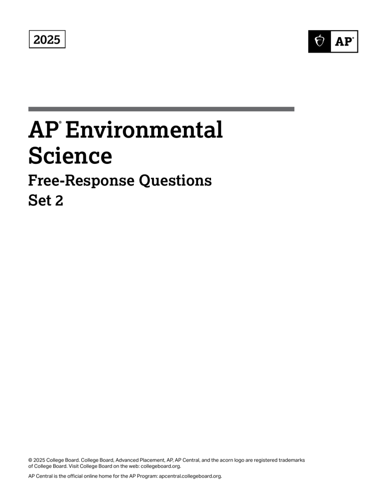 2025 AP Environmental Science Free-Response Questions Set 2