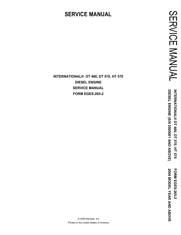 International DT 466/570/HT 570 Diesel Engine Service Manual