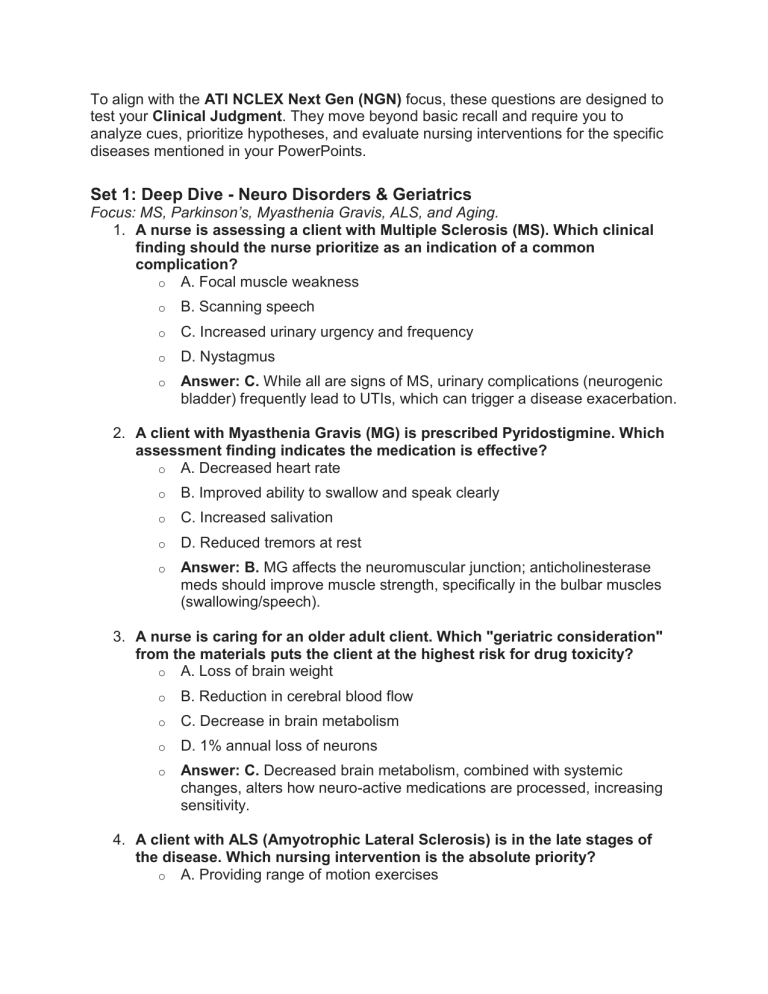 NCLEX Neuro & Geriatrics Practice Questions