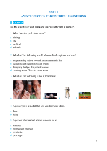Intro to Biomedical Engineering Outline