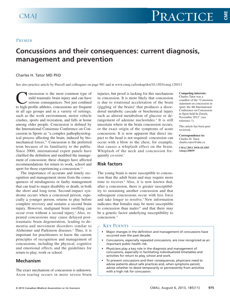 Concussion Diagnosis & Management Primer