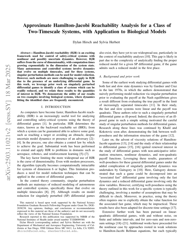 Hamilton-Jacobi Reachability in Two-Timescale Systems