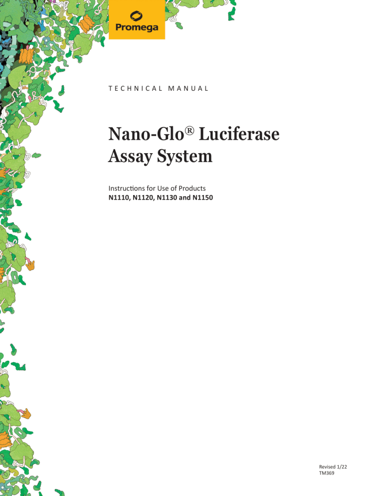 Nano-Glo Luciferase Assay System Technical Manual