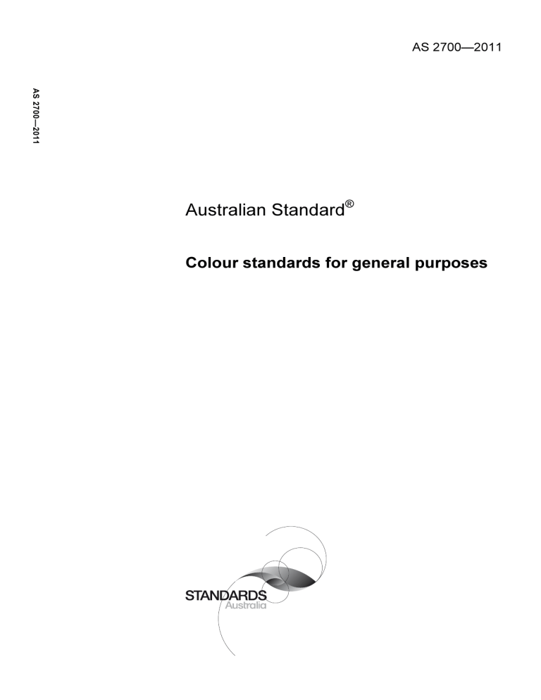 AS 2700-2011: Australian Colour Standards for Paints & Plastics