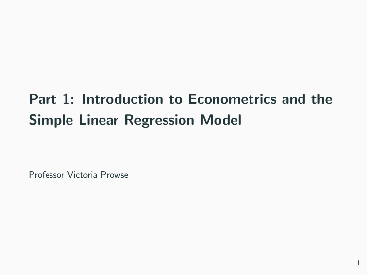 Introduction to Econometrics and Simple Linear Regression