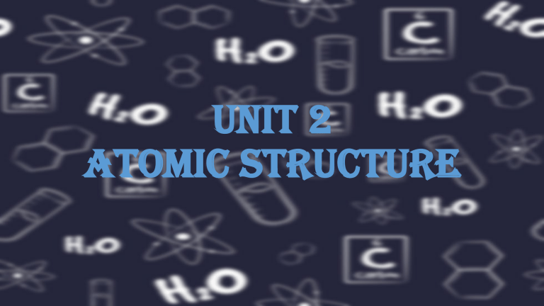Unit 2: Atomic Structure