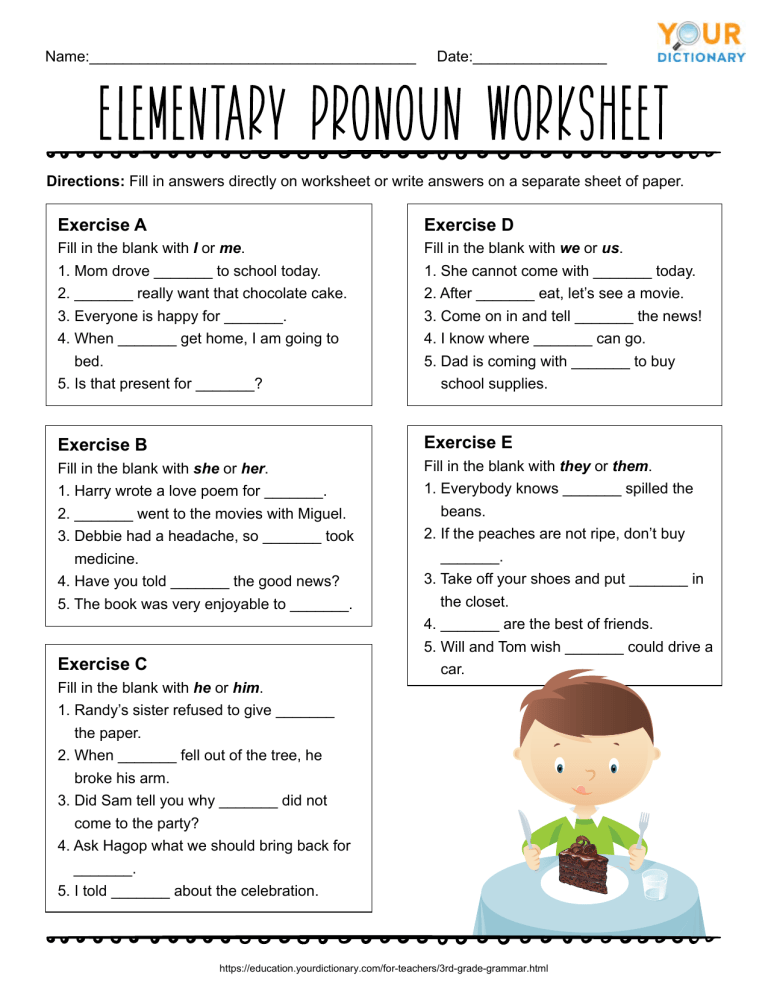Pronoun Practice Worksheet: Subject vs Object Pronouns