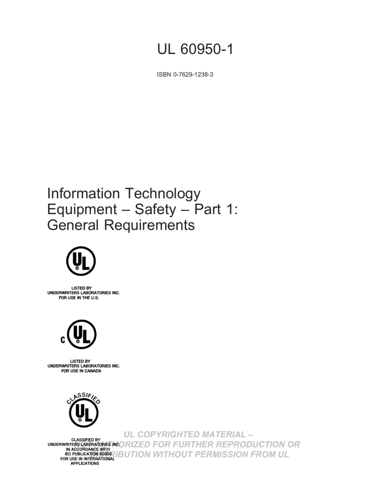 UL 60950-1 IT Equipment Safety Standard