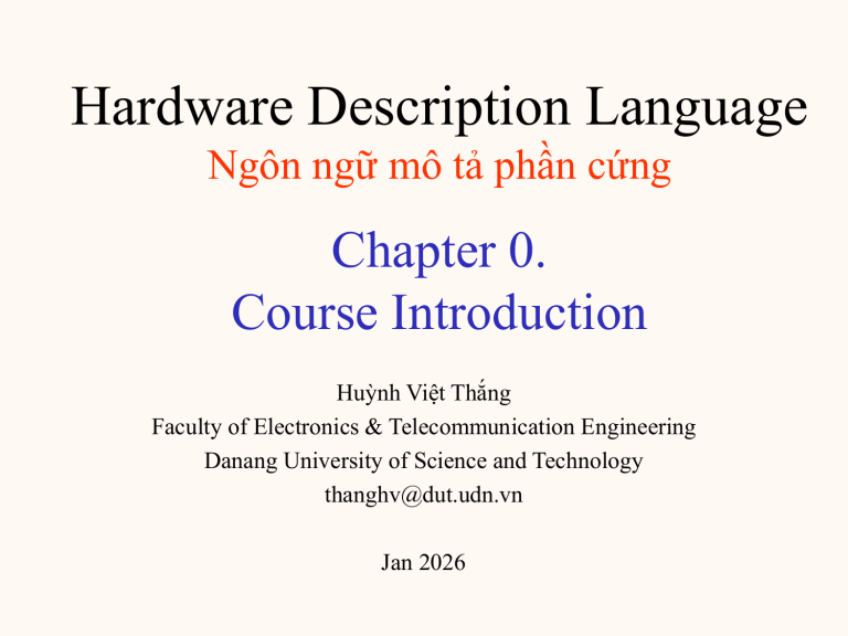 Hardware Description Language Course Introduction