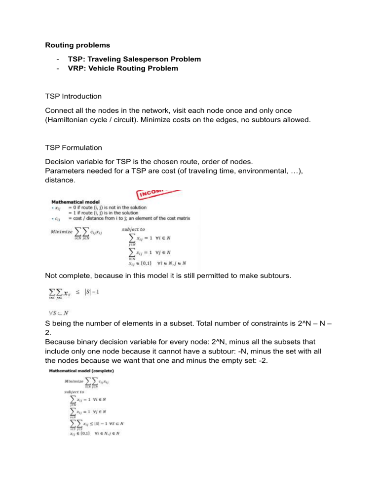 Traveling Salesperson Problem (TSP) and Vehicle Routing Problem (VRP ...