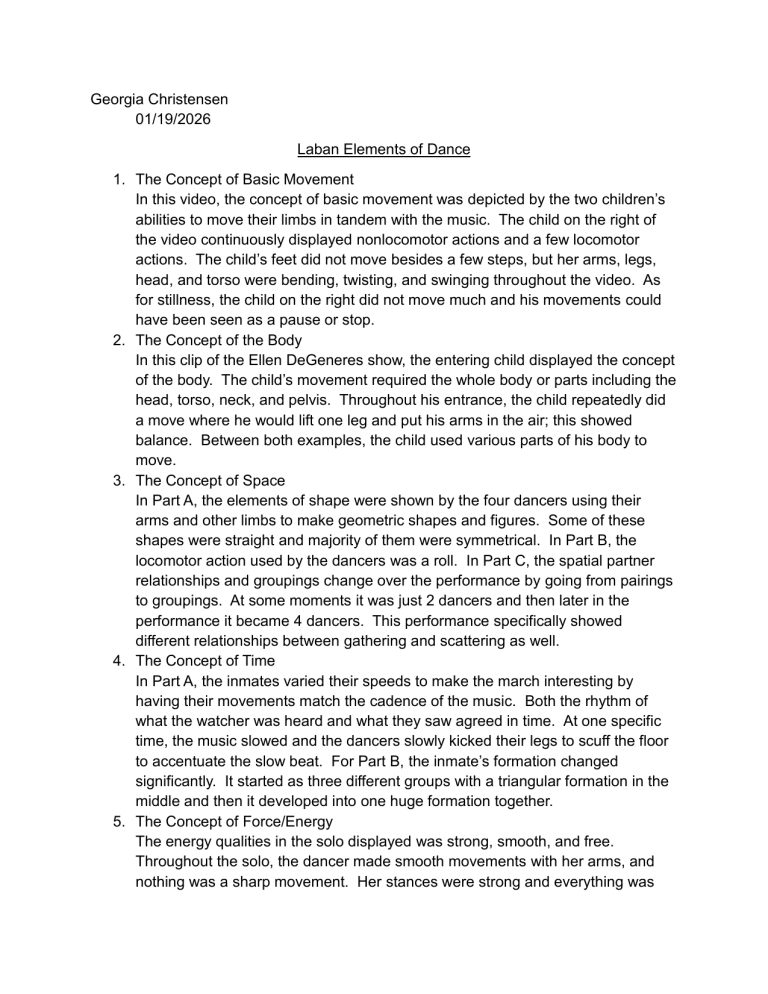 Laban Elements of Dance Analysis