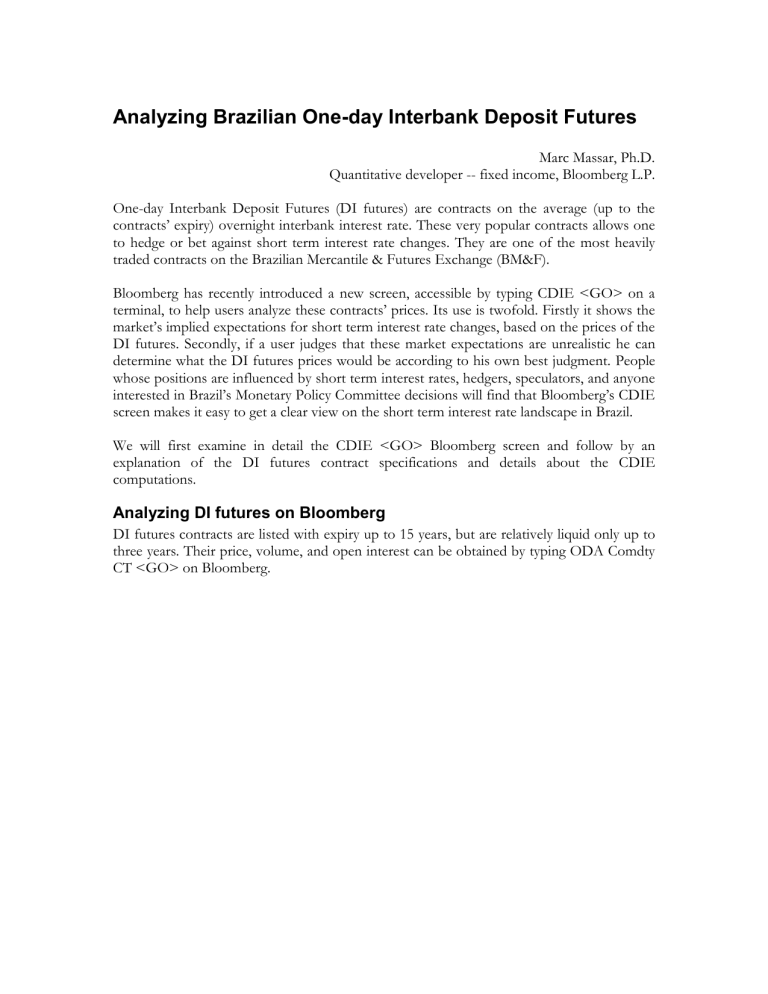 Analysis of Brazilian DI Futures and Bloomberg CDIE