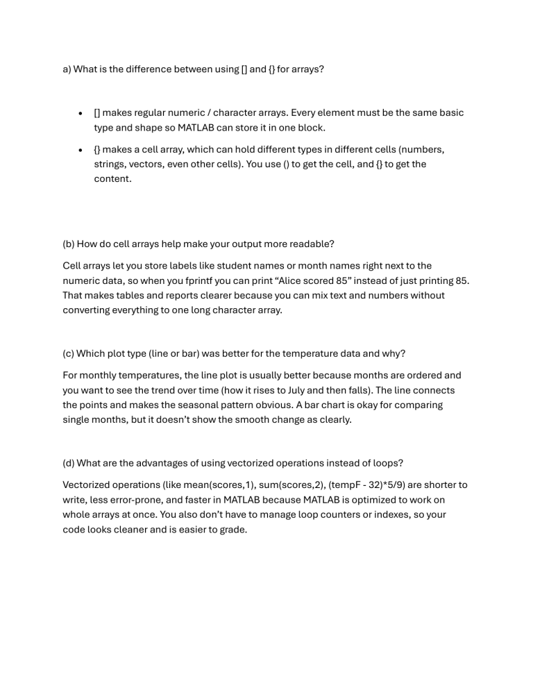 MATLAB Programming Concepts: Arrays, Plots, Vectorization