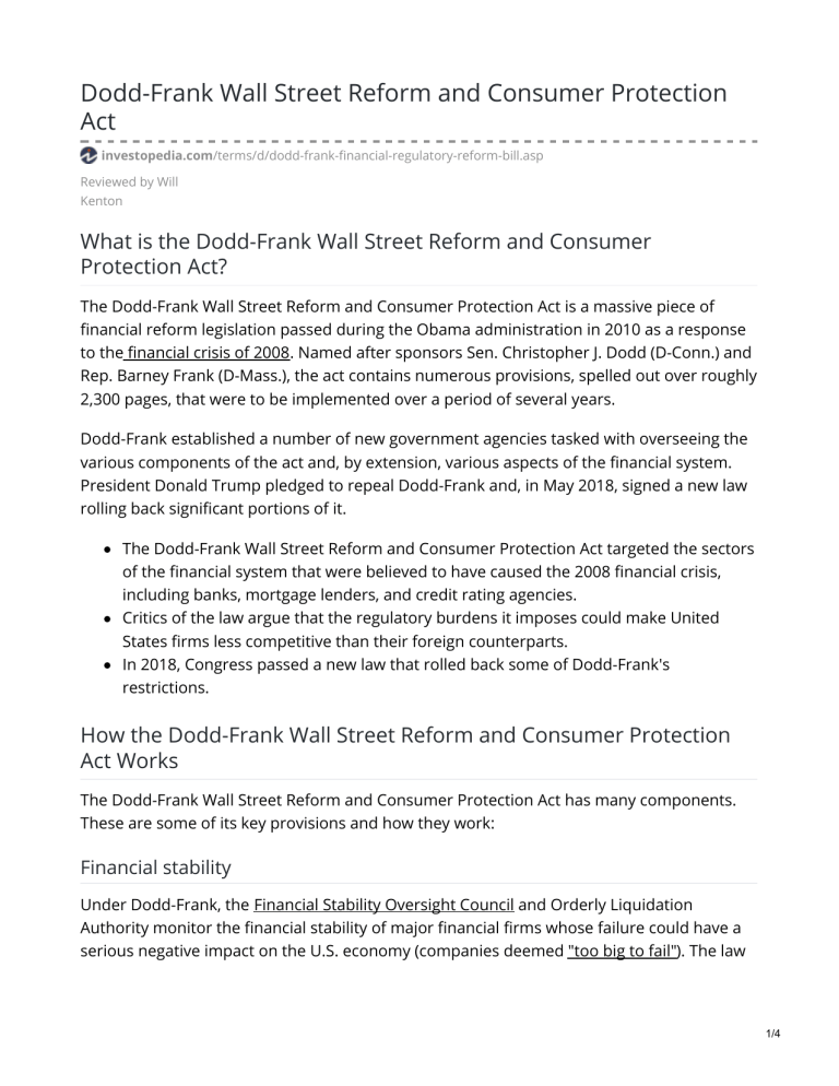 Dodd-Frank Act: A Comprehensive Guide