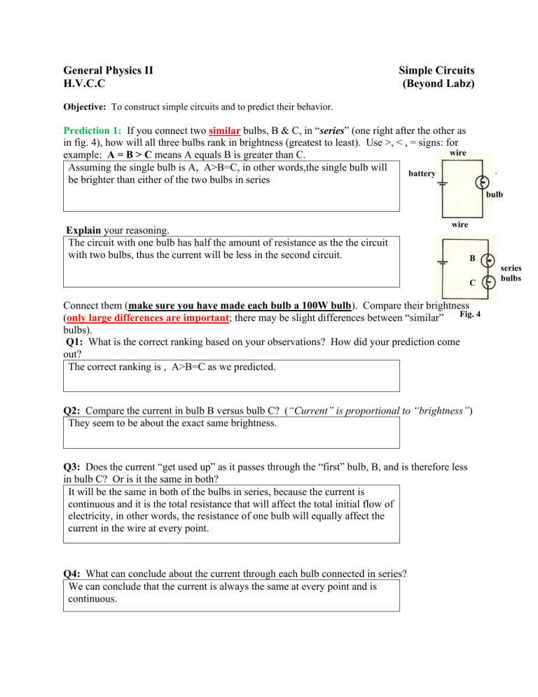Physics Lab: Simple Circuits Series and Parallel