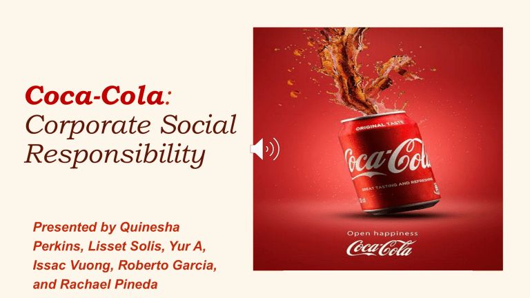 Coca-Cola CSR Analysis & Strategy