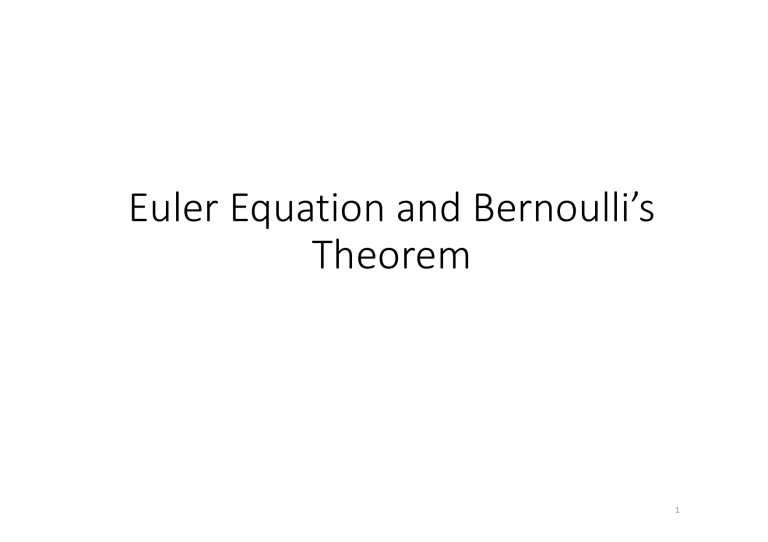 Euler Equation & Bernoulli's Theorem Guide