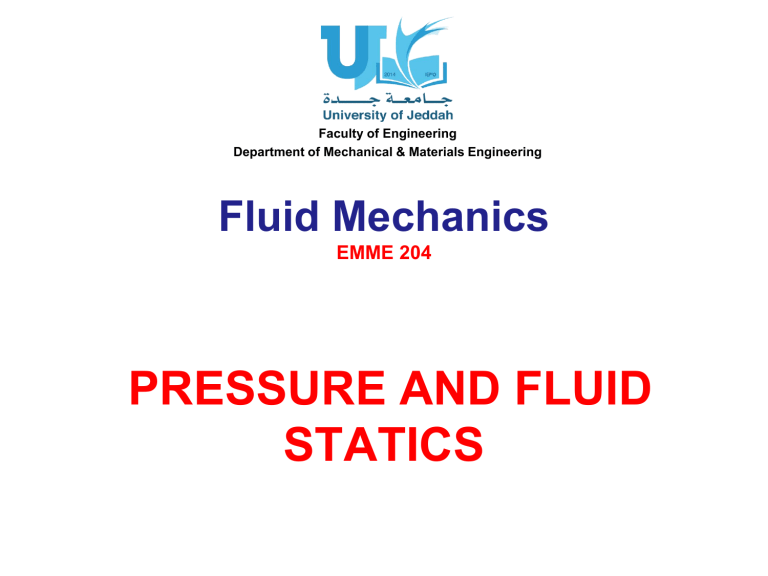 Fluid Mechanics Lecture Notes: Pressure and Fluid Statics