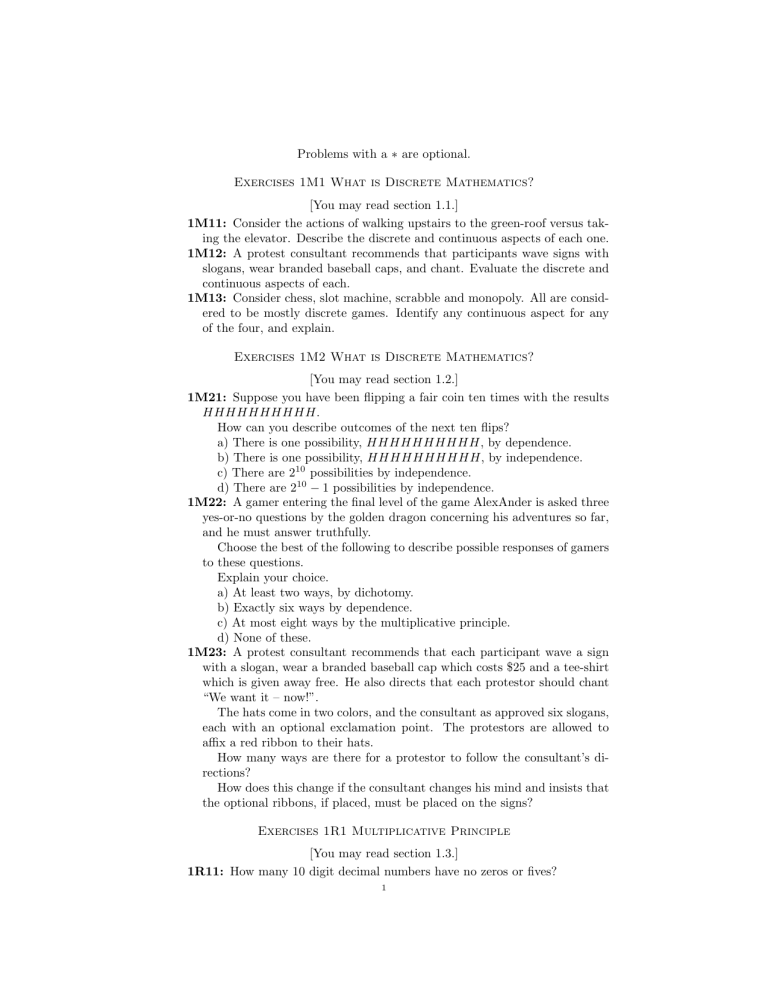 Discrete Math Exercises: 1M1-1F2 Problems