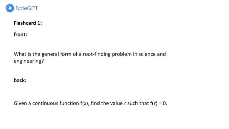 Numerical Methods Flashcards: Root Finding and Nonlinear Equations