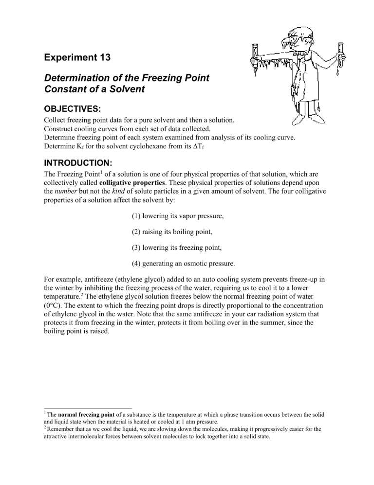 Experiment 13: Freezing Point Constant Determination