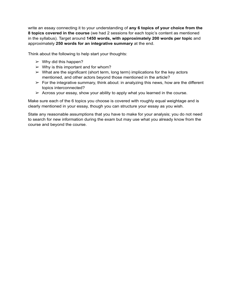 Globalization IB Exam Essay Guide