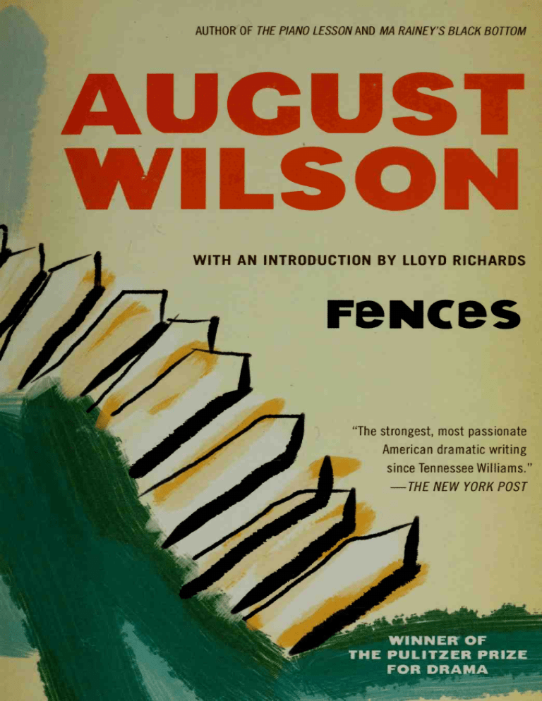Fences by August Wilson: Pulitzer Prize Play