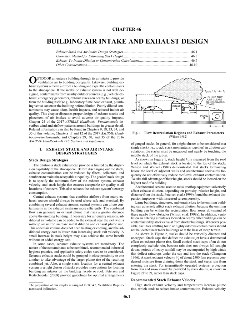 ASHRAE Handbook Chapter 46: Air Intake & Exhaust Design