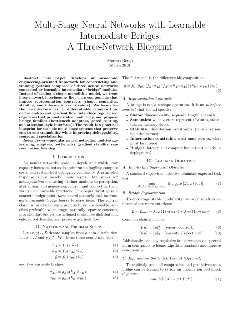 Multi-Stage Neural Networks with Learnable Intermediate Bridges
