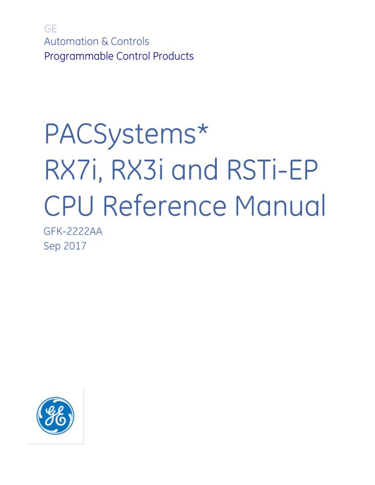 PACSystems RX7i RX3i RSTi-EP CPU Manual