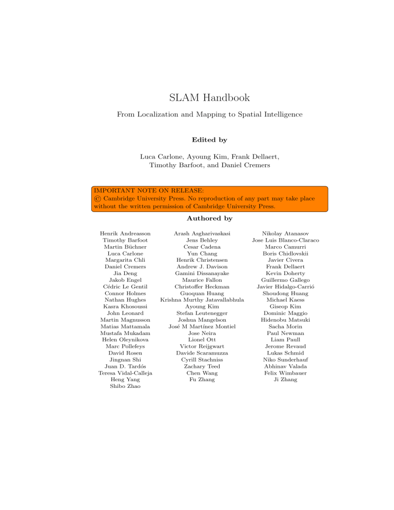SLAM Handbook: Spatial Intelligence & Localization