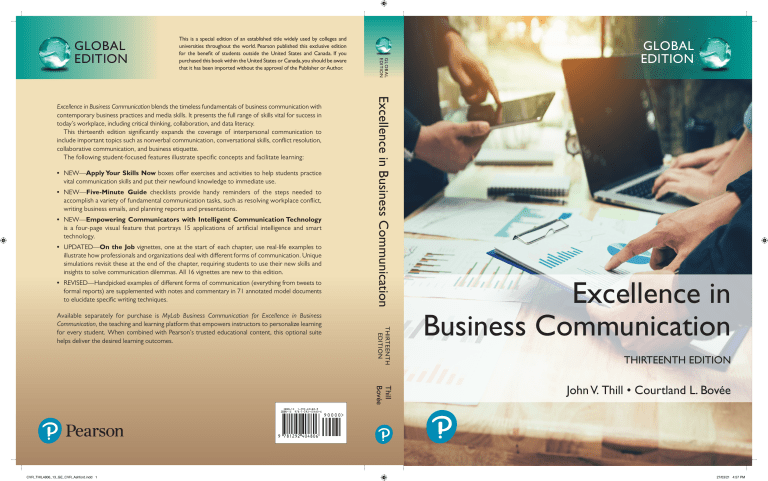 Excellence in Business Communication Textbook 13th Ed