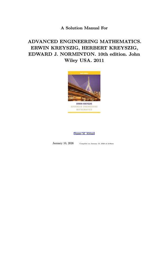 Advanced Engineering Mathematics 10th Ed Solution Manual