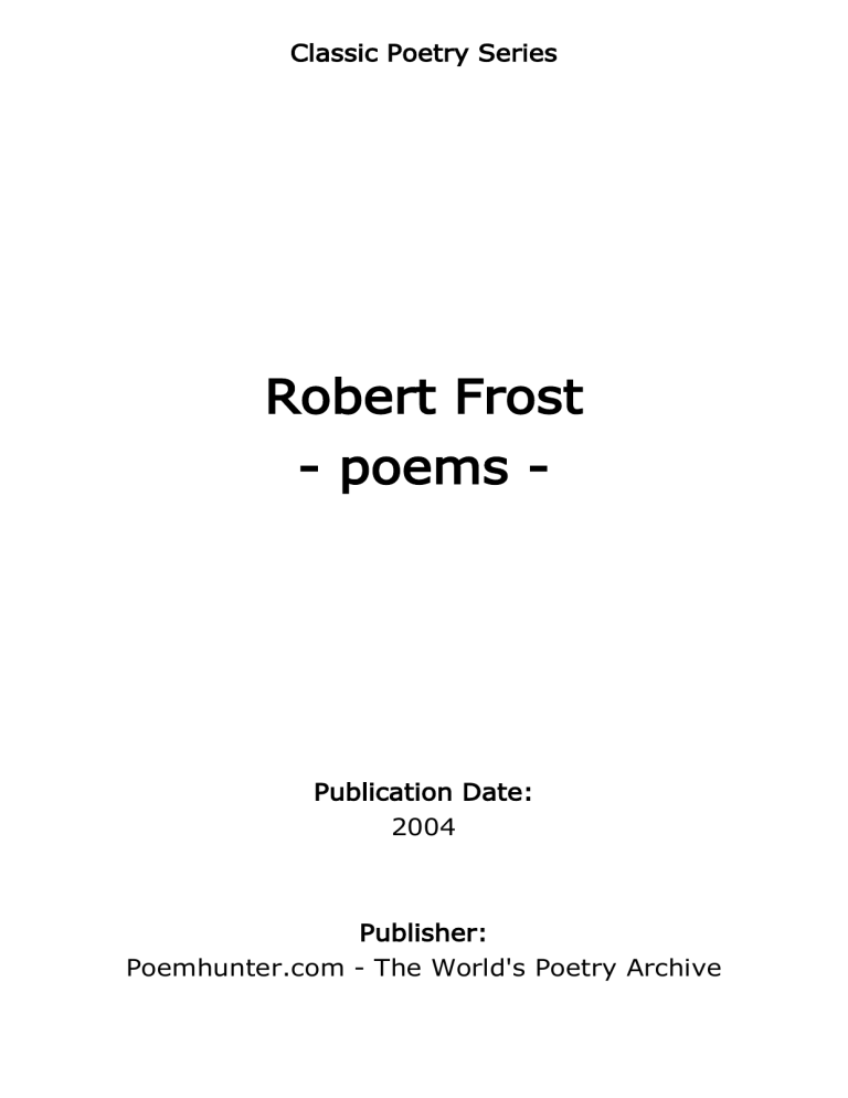 Robert Frost Poems - Classic Poetry Series