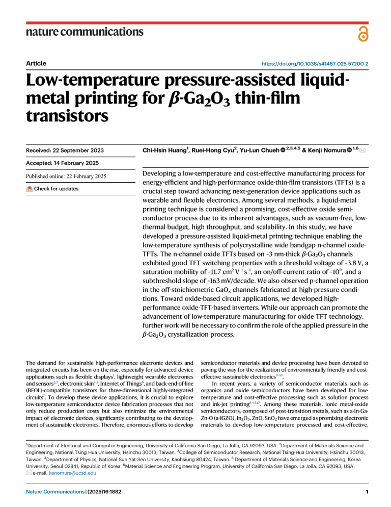 Low-Temp Liquid-Metal Printing for β-Ga2O3 TFTs