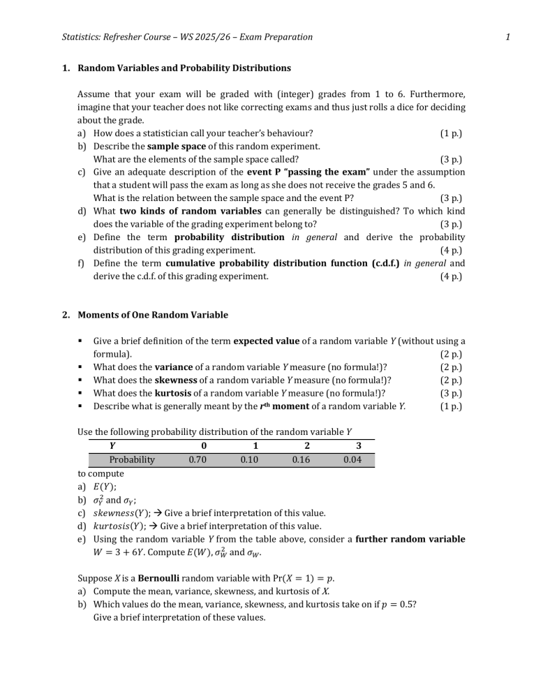 Statistics Refresher Course Exam Prep