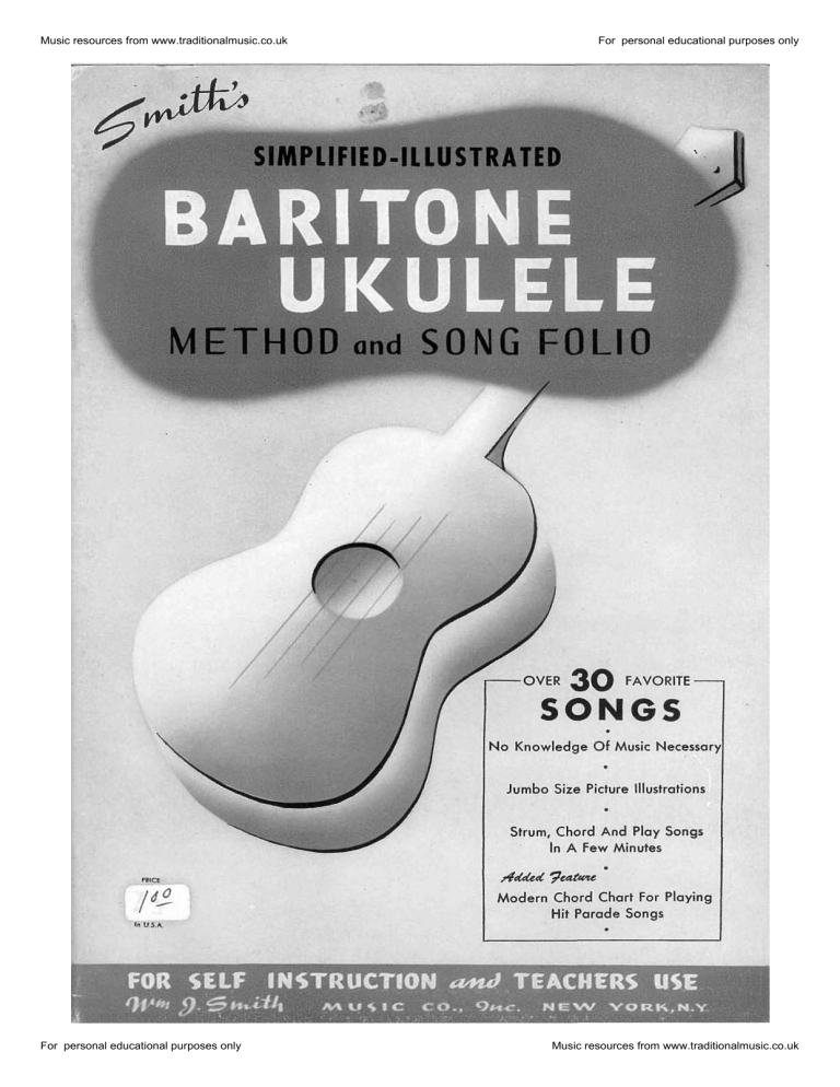 Smith's Simplified Baritone Ukulele Method and Songs