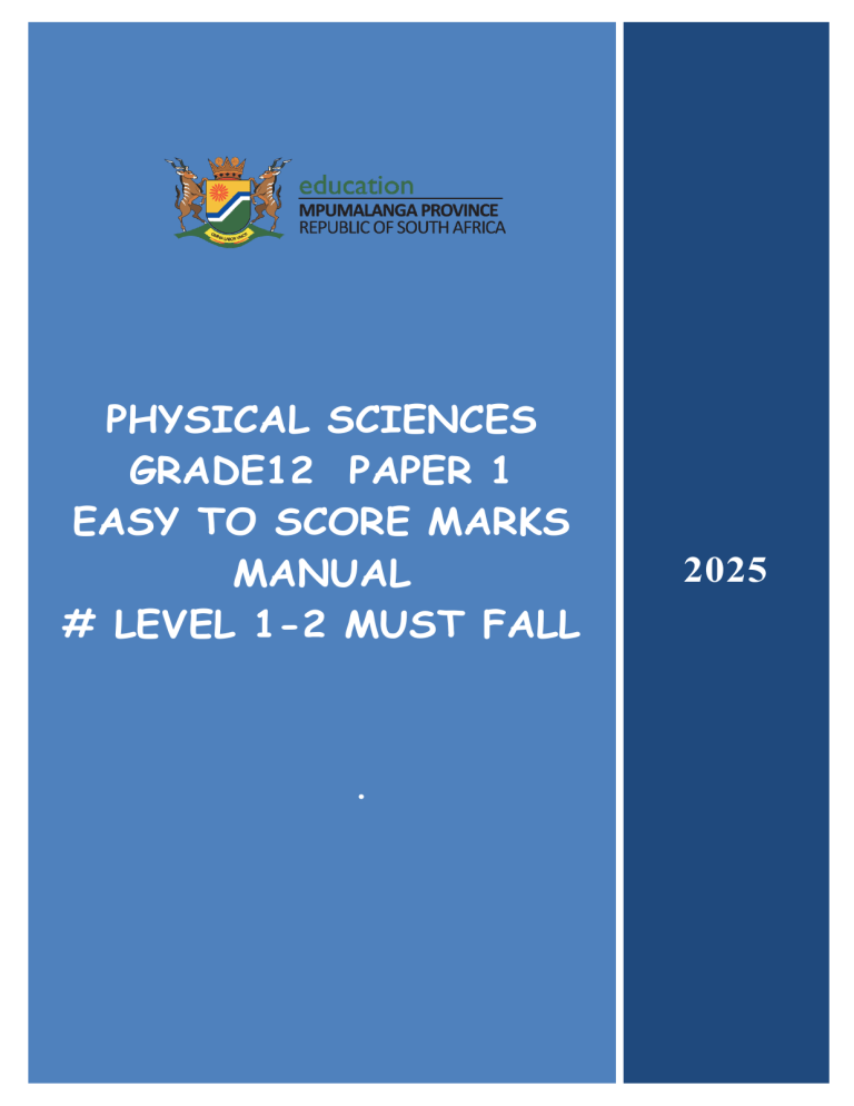 Grade 12 Physics Paper 1 Study Guide