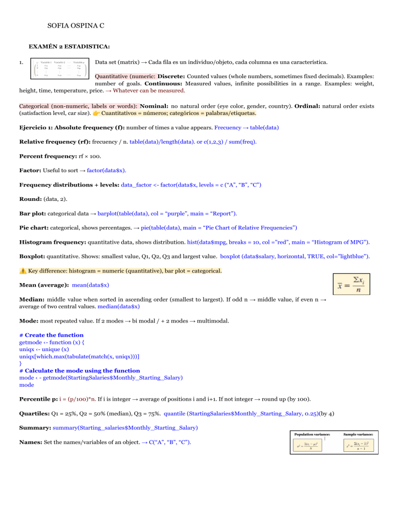 Introduction to Statistics with R Study Guide