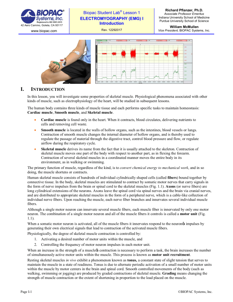 Biopac EMG Lesson 1: Electromyography Lab Manual