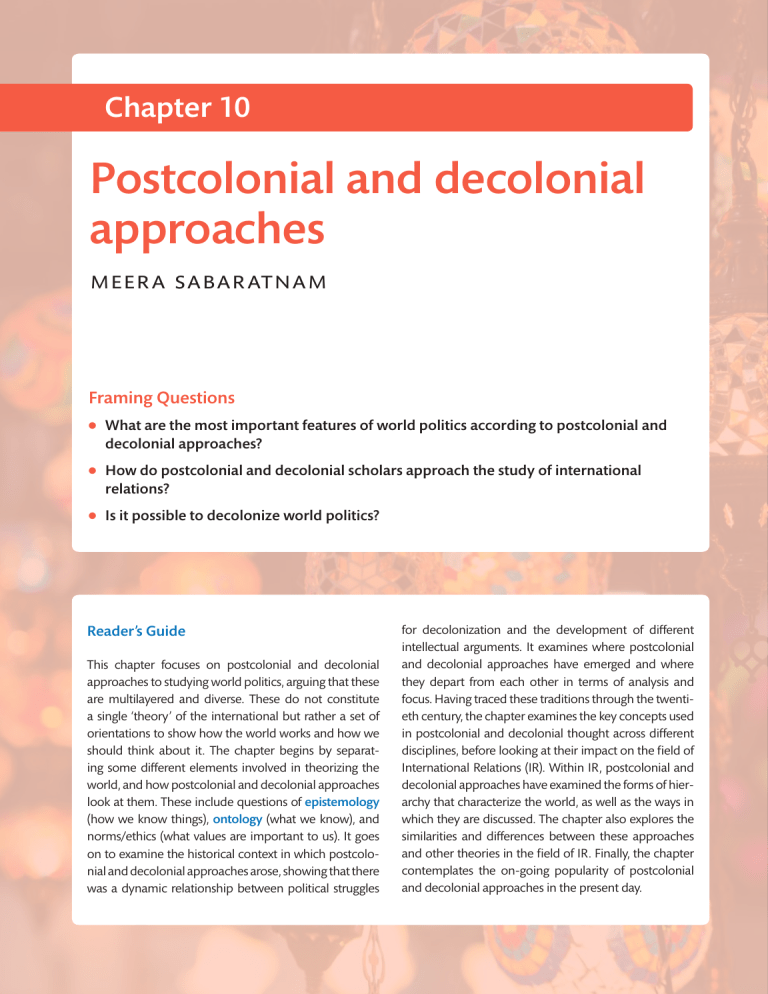 Chapter 10: Postcolonial and Decolonial Approaches in World Politics