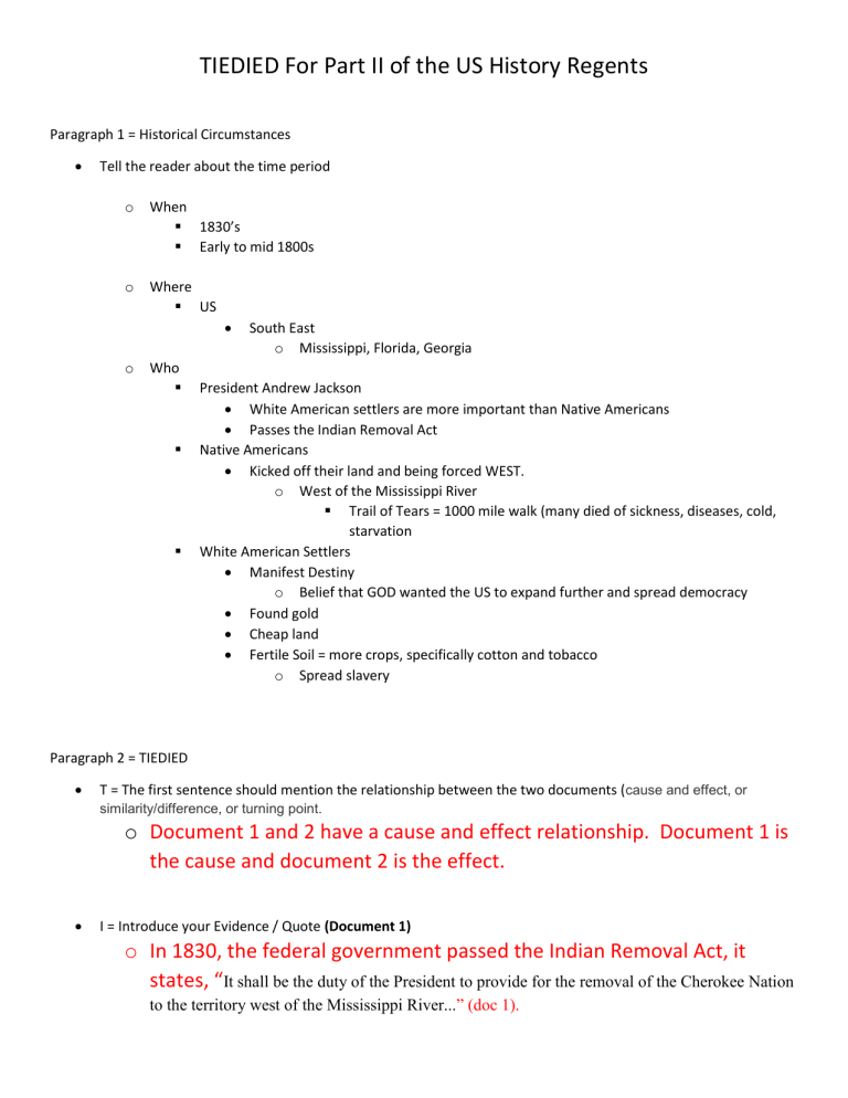 US History Regents Guide: Indian Removal & Trail of Tears